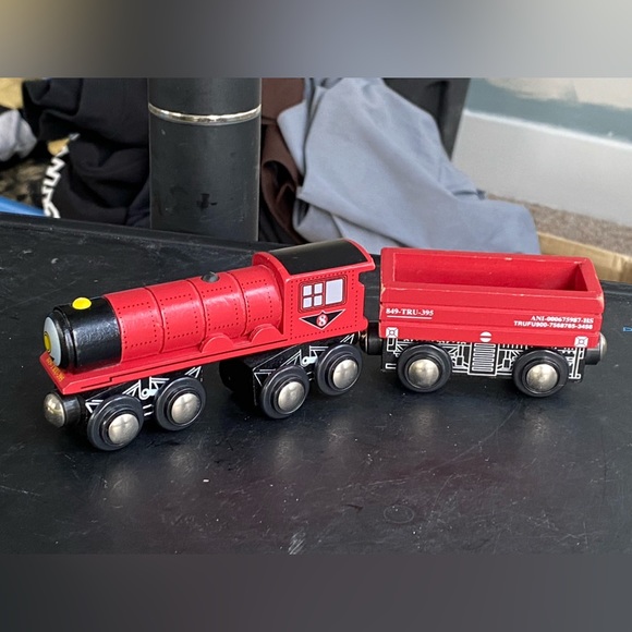 Toys | 2 Toys R Us Red Wooden Train Engine 849 Tru And Car Thomas ...